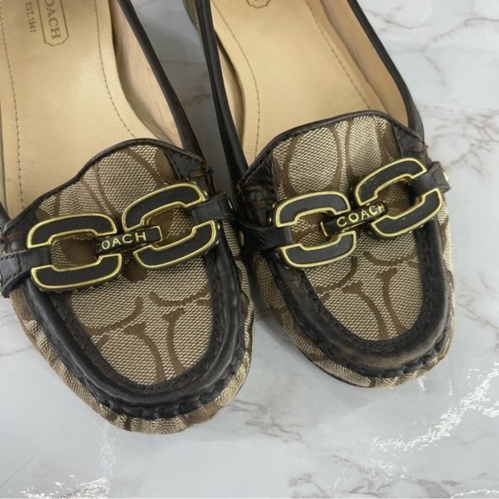 Coach Ella Monogram Signature Canvas Loafers Brown Sl… - Gem